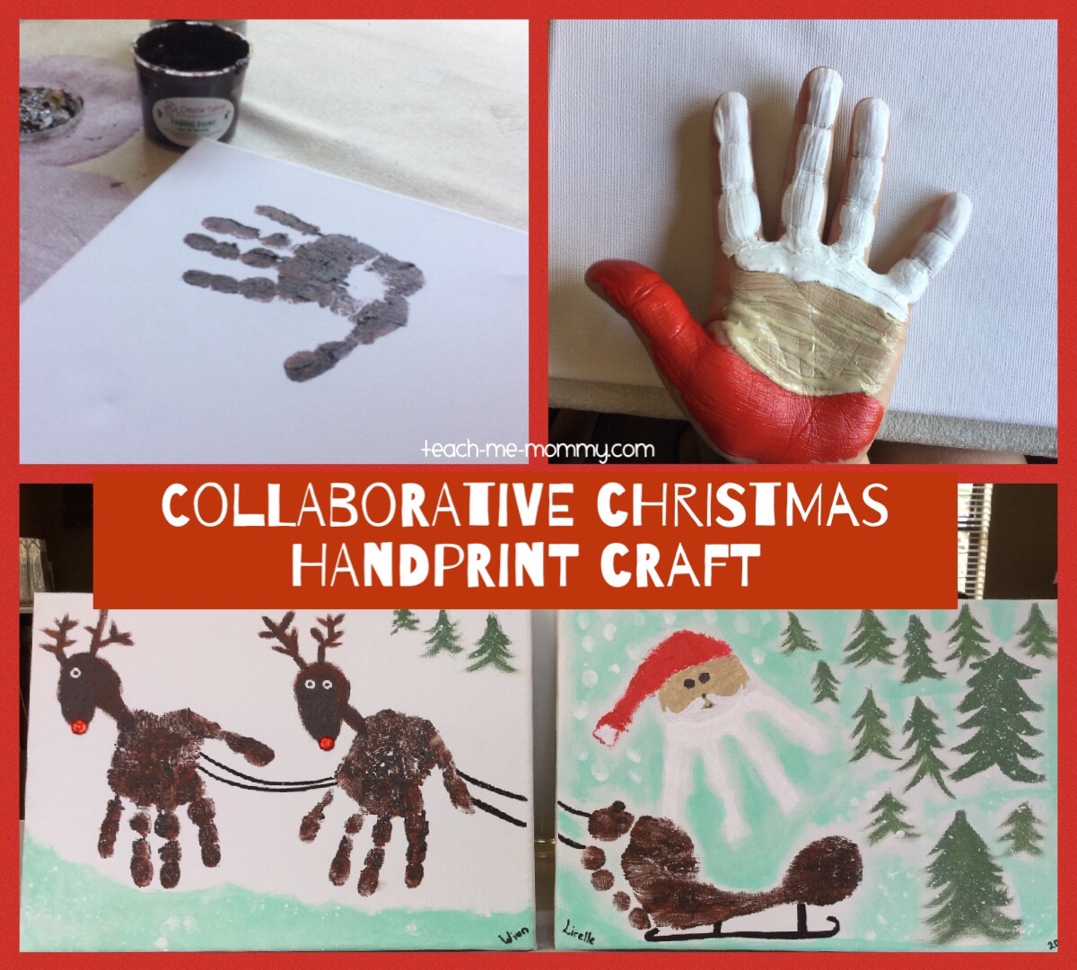 Collaborative Christmas Handprint Craft - Teach Me Mommy
