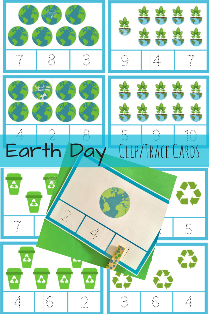 Earth Day Clip/Trace Counting Cards - Teach Me Mommy